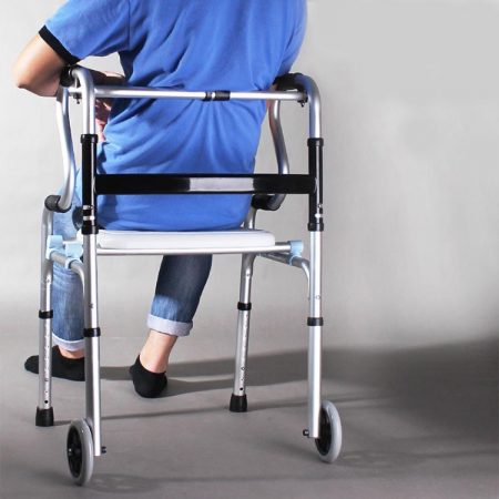 Disabled Collapsible Walking Aid Walker Front Wheel Walker With Seat